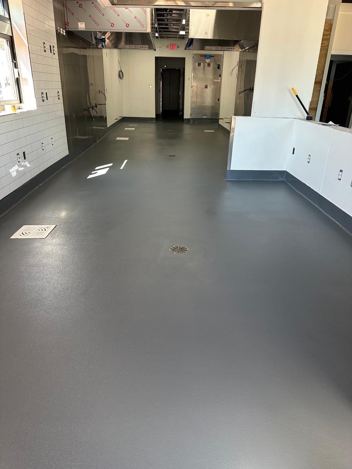Urethane Cement Seamless Flooring in Fast Food Kitchen - Industrial ...